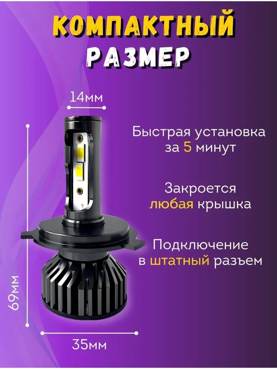Светодиодные led лампы для авто диодные Н4 LEDRAM купить по цене 1 097 ...